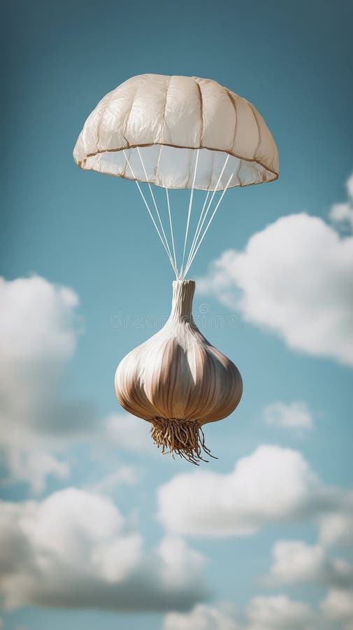 Garlic Bulb with Parachute in the Sky Stock Image - Image of ...