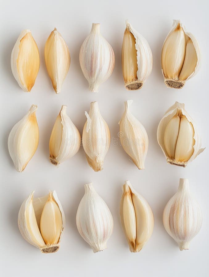 Garlic Bulbs on White Surface Stock Illustration - Illustration of ...