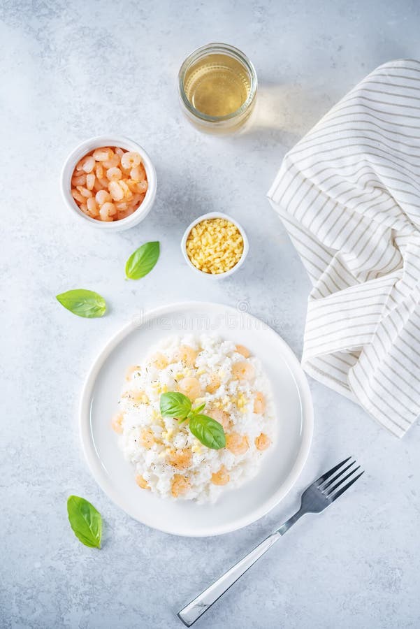 Garlic Cream Shrimp Rice with Cheese Stock Photo - Image of ...
