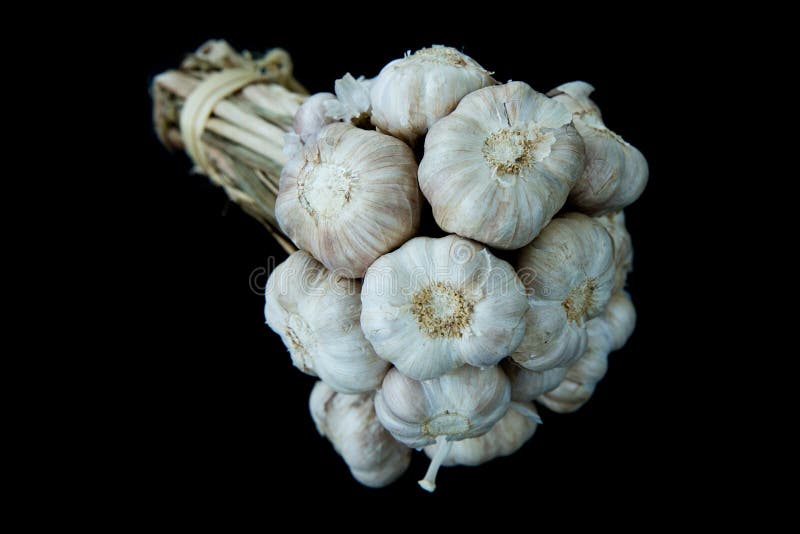 Top View of Garlic on Black Isolated Stock Image - Image of organic ...