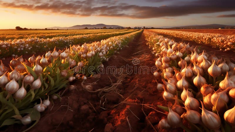 Garlic field stock illustration. Illustration of natural - 279088934