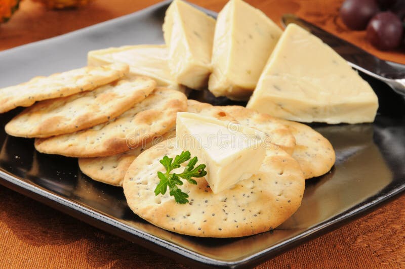 Garlic Herb Cheese and Crackers Stock Photo - Image of snack ...