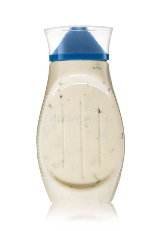 Garlic and Herb Classic Sauce in Plastic Container on White Background ...