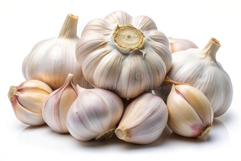 Garlic Isolated on White stock illustration. Illustration of texture ...