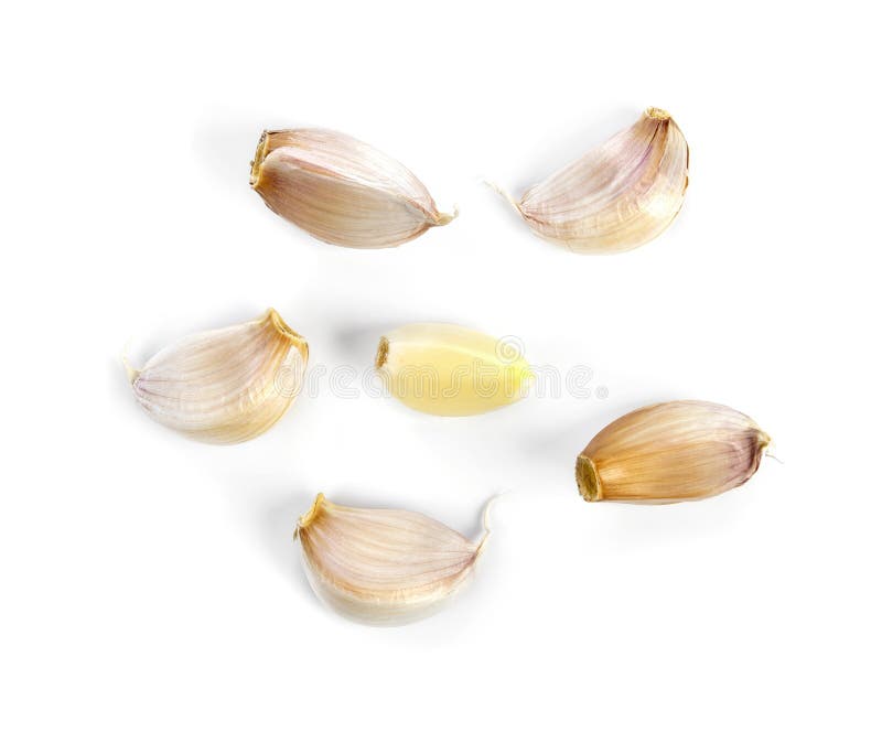 Garlic Isolated on White Background. Top View Stock Photo - Image of ...