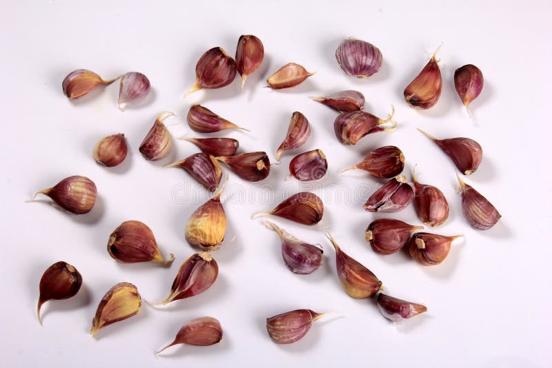 Garlic Isolated on White Background. Top View Stock Photo - Image of ...