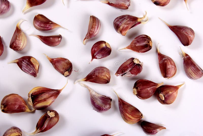 Garlic Isolated on White Background. Top View Stock Photo - Image of ...