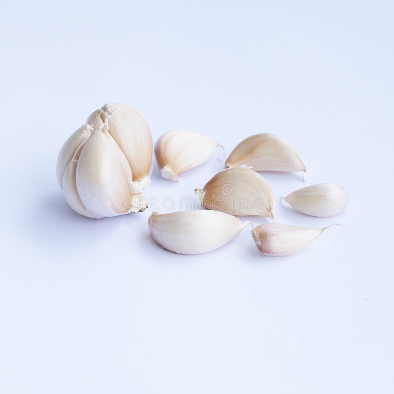 Garlic Isolated on a White Paper Background. Kitchen, Spices Stock ...