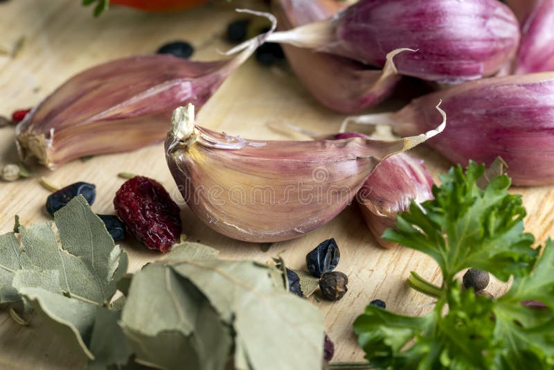 Garlic on the Kitchen Table during Cooking Stock Photo - Image of ...