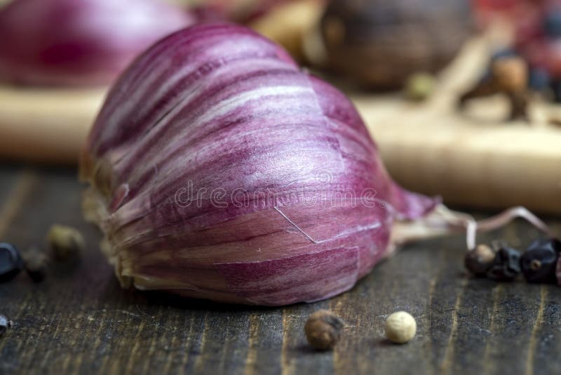 Garlic on the Kitchen Table during Cooking Stock Image - Image of ...
