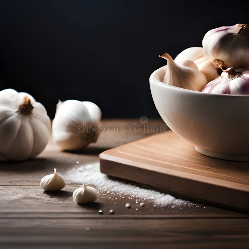 Garlic Kitchen Themed Photo on the Table Stock Image - Image of table ...