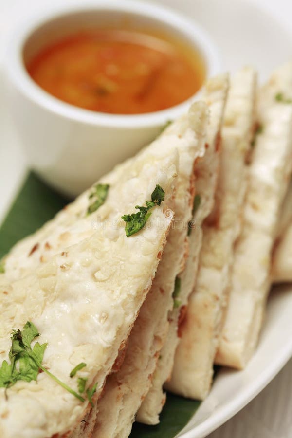 Garlic Naan Bread with Curry Dip. Conceptual Image Stock Photo - Image ...