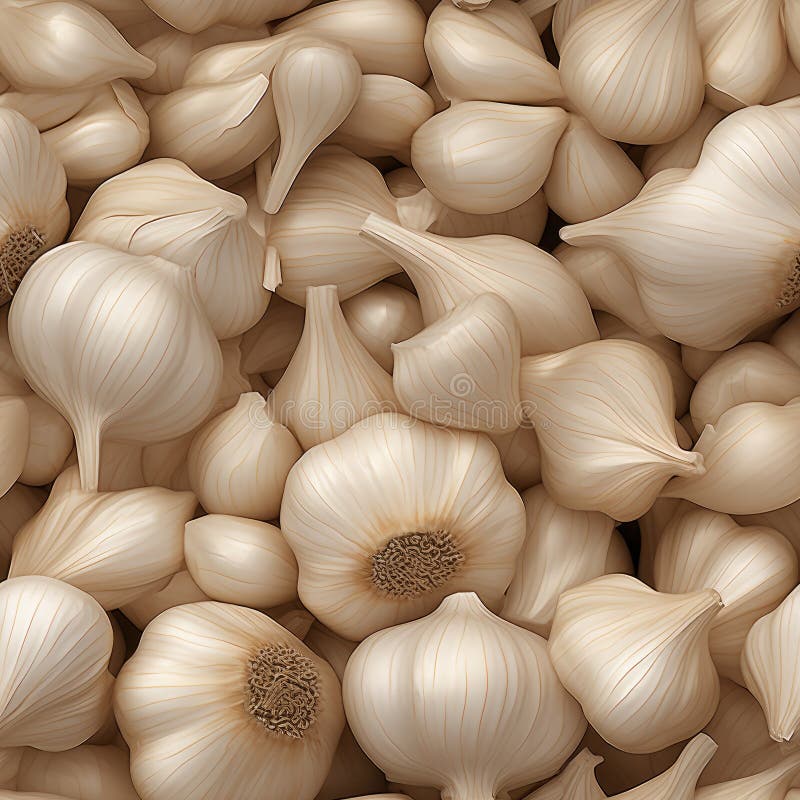 Garlic Pattern Ultra Realistic Stock Illustration - Illustration of ...