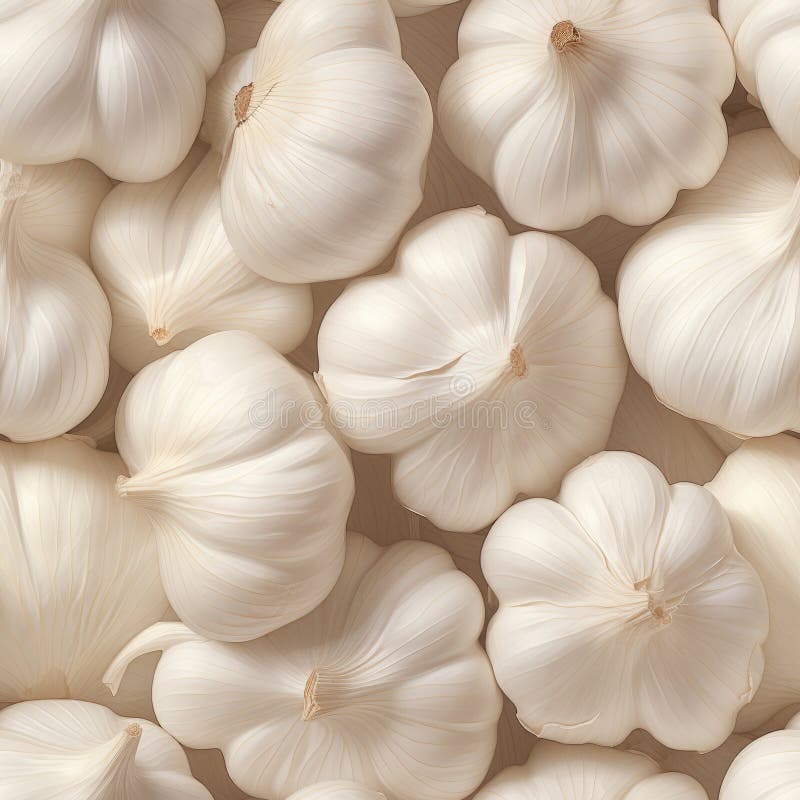 Garlic Pattern Ultra Realistic Stock Illustration - Illustration of ...