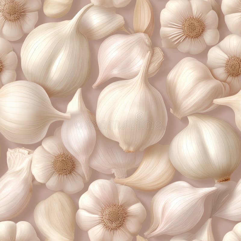 Garlic Pattern Ultra Realistic Stock Illustration - Illustration of ...