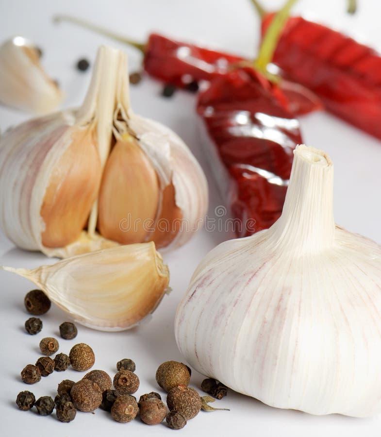 Ginger Garlic Chili Composition Isolated on White Background Stock ...