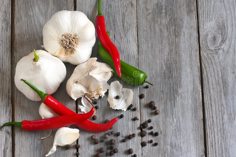 Garlic and Peppers Background Stock Photo - Image of eating, culture ...