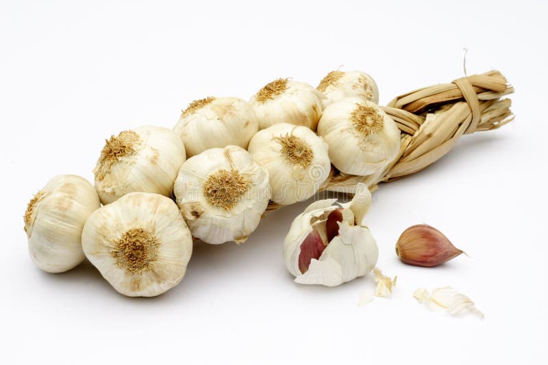 Garlic Plait, String of Garlic Bulbs Stock Image - Image of alliums ...