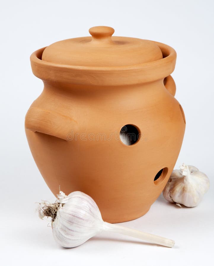 Garlic pot stock photo. Image of food, storing, clay - 22746608