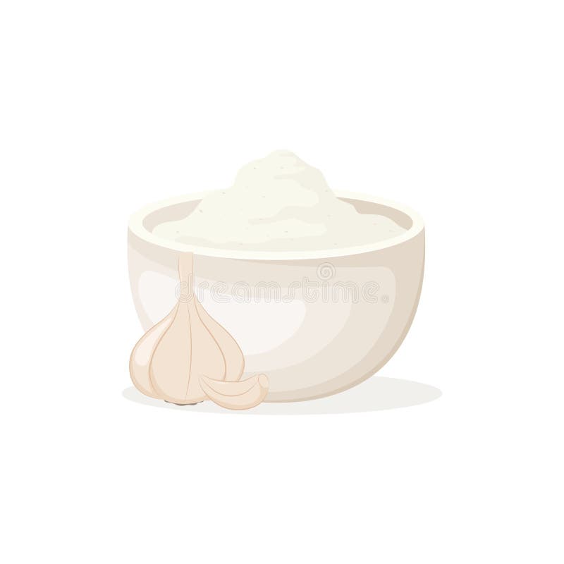 Garlic Powder in the Bowl. Vector Illustration. Stock Vector ...
