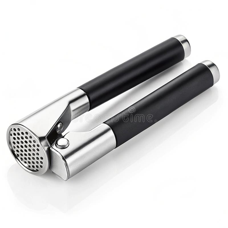 Garlic Press with Ergonomic Handle on White Background Stock ...