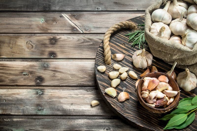 Garlic in the Sack on the Tray Stock Photo - Image of freshness ...