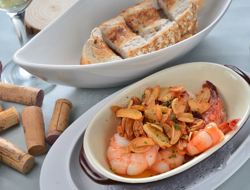 Garlic Shrimp walnut bread stock photo. Image of curved - 106269612