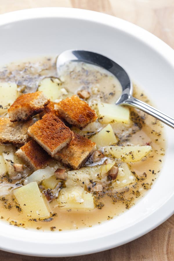Garlic Soup with Toast Bread Stock Image - Image of life, meal: 272698805