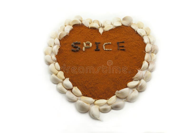Garlic Spice Heart stock image. Image of cloves, word - 17504583