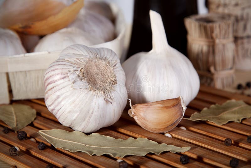 Garlic and spices stock image. Image of pungent, bulb - 22412161