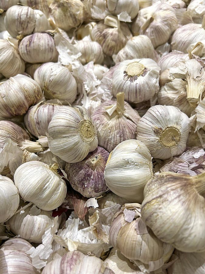 Garlic in the Store. Lots of White Garlic Cloves Stock Image - Image of ...
