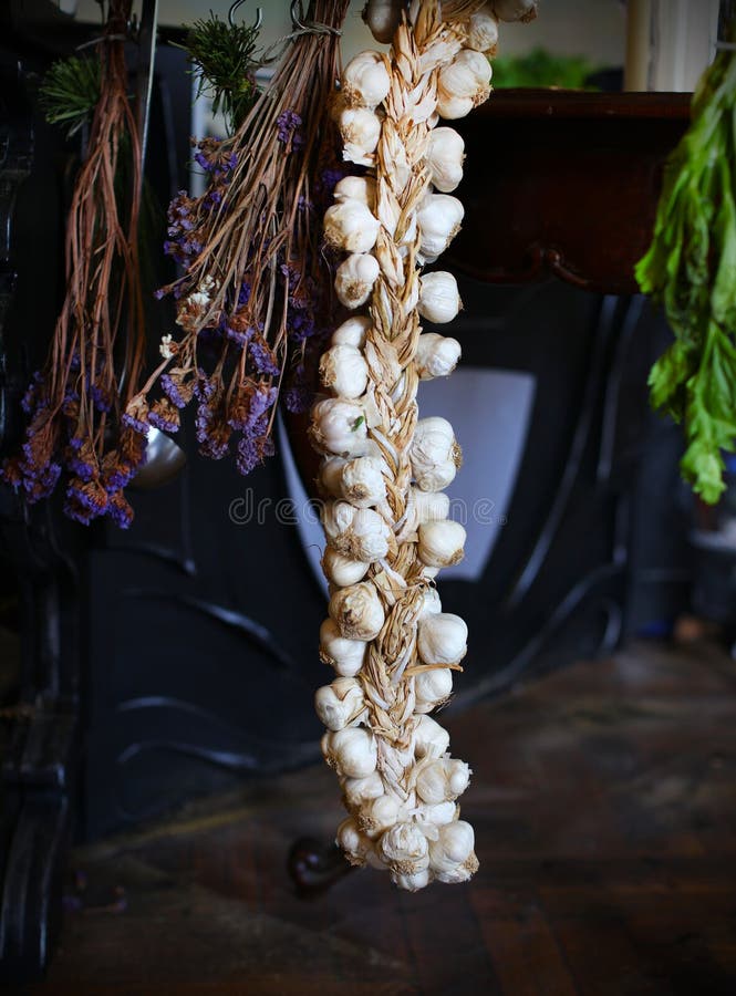 Garlic string and menu stock image. Image of write, space - 60237029