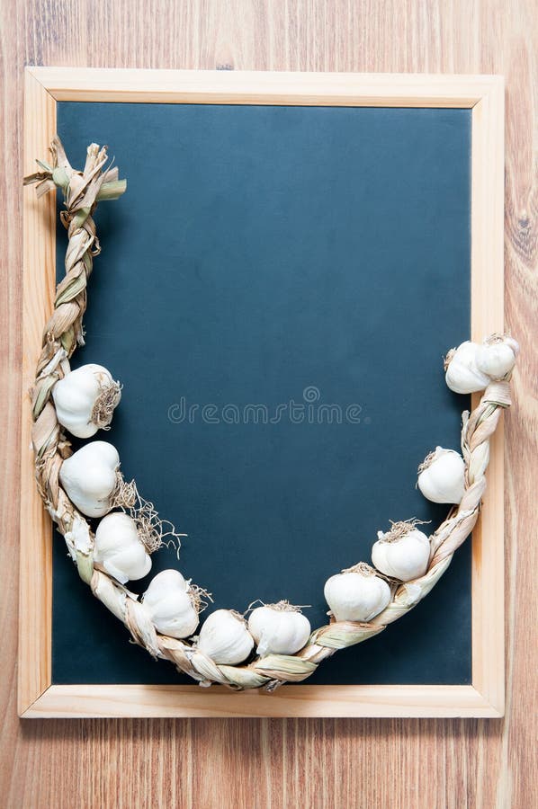 Garlic string and menu stock image. Image of write, space - 60237029