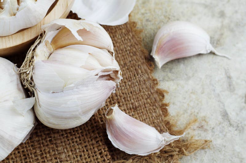 Garlic with top view. stock image. Image of flavor, peel - 101458673