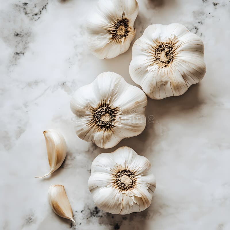 Garlic on a White Background Stock Illustration - Illustration of plant ...