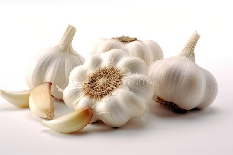 Garlic on White Background, Closeup. Generative AI Stock Illustration ...