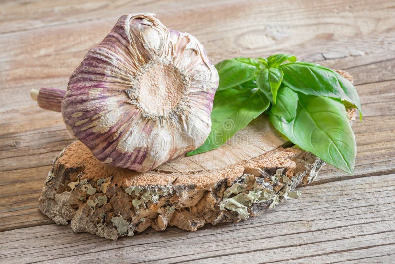 Garlic on wood stock photo. Image of wooden, ripe, fresh - 73446952