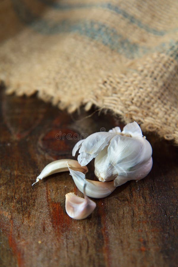 Garlics on old wood stock photo. Image of health, nature - 31979848