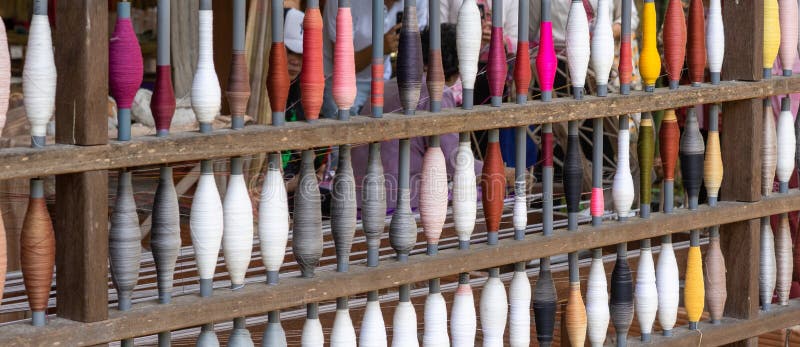 Stack of Colorful Silk Rolls Stock Photo - Image of carving, yellow ...