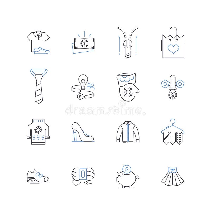 Garment Production Line Icons Collection Cutting Sewing Patterns