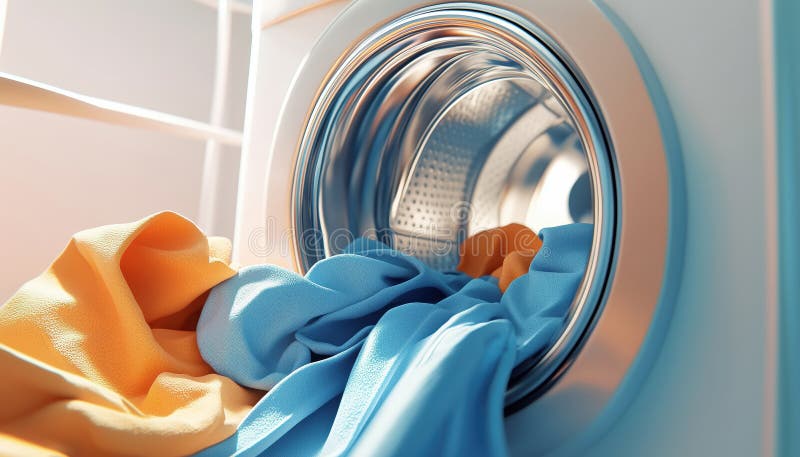Garments Placed in Washing Machine with Door Left Open Stock Photo ...