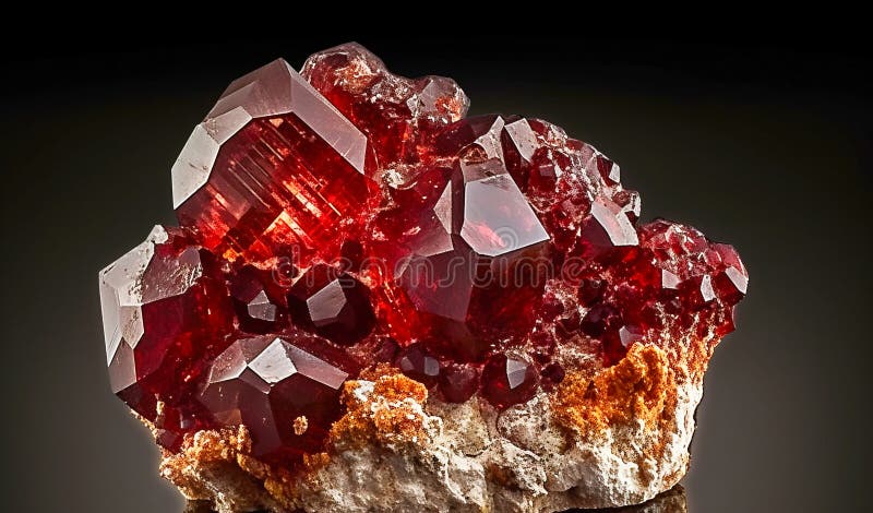 Garnet is Rare Precious Natural Stone on Black Background. AI Generated ...