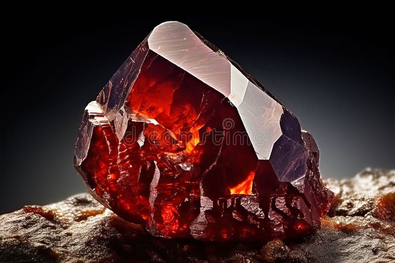 Garnet is Rare Precious Natural Stone on Black Background. AI Generated ...