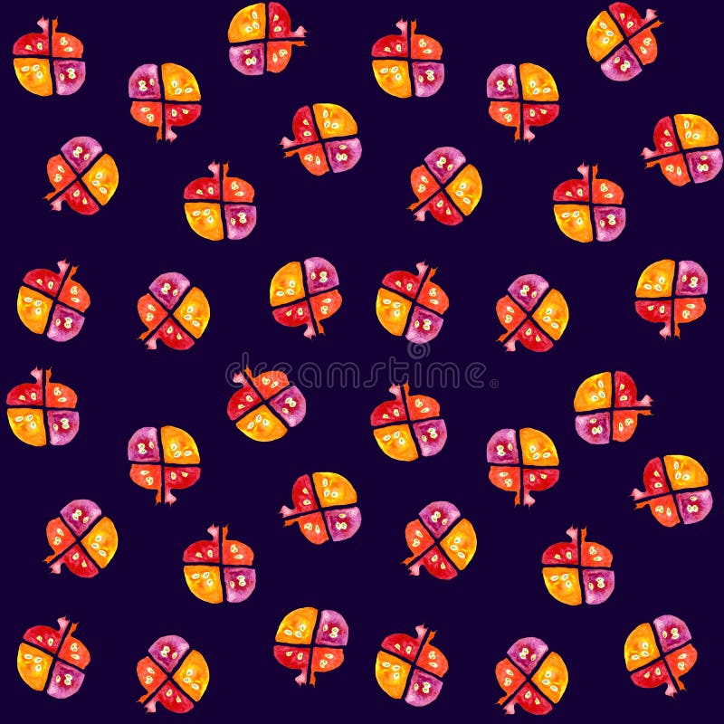 Garnet Seamless Pattern with Dark Background, Watercolor Textured ...