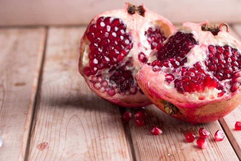 Garnet on Wooden Background Stock Image - Image of grains, healthy ...
