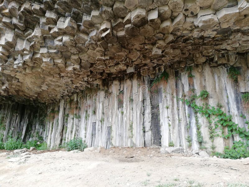 Vertical Cliffs with Pentagonal Basalt Columns at Garni Gorge in ...