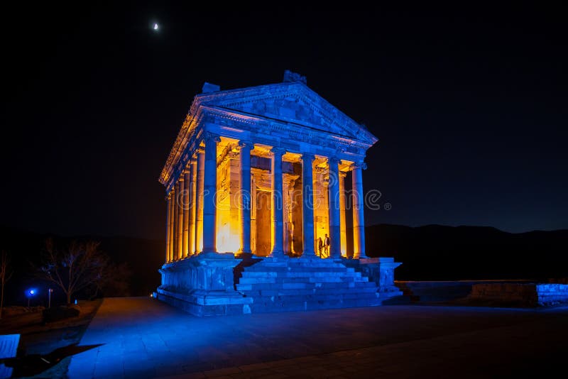 Garni Temple Armenia stock image. Image of night, history - 113594101