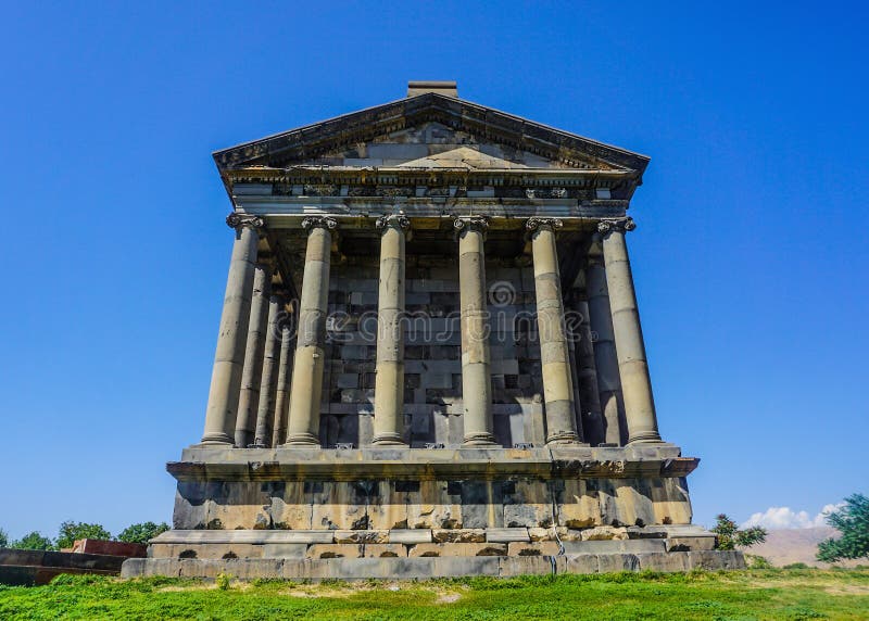 Garni Temple Back View with Blue Sky Stock Image - Image of location ...