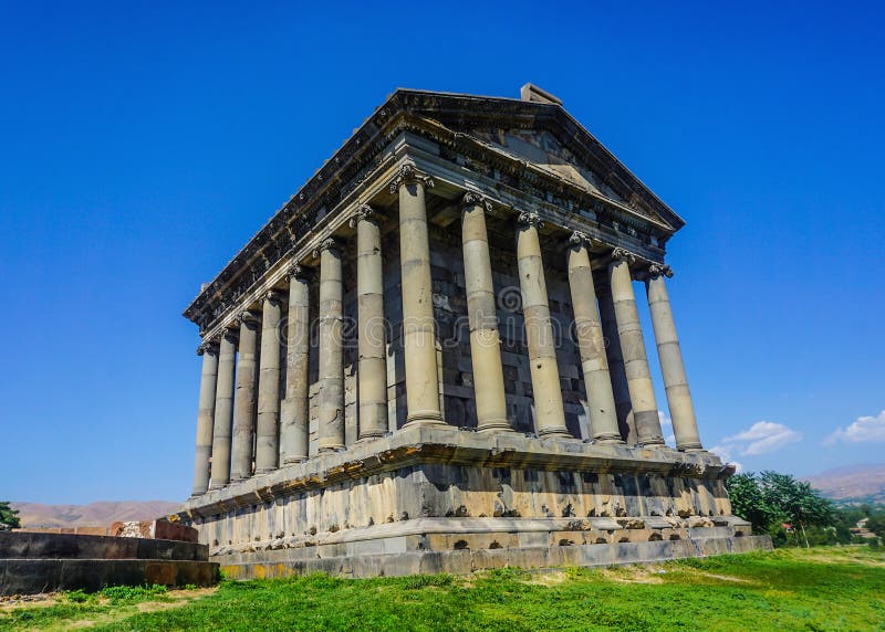 Garni Temple Back View in Summer Stock Photo - Image of armenian ...
