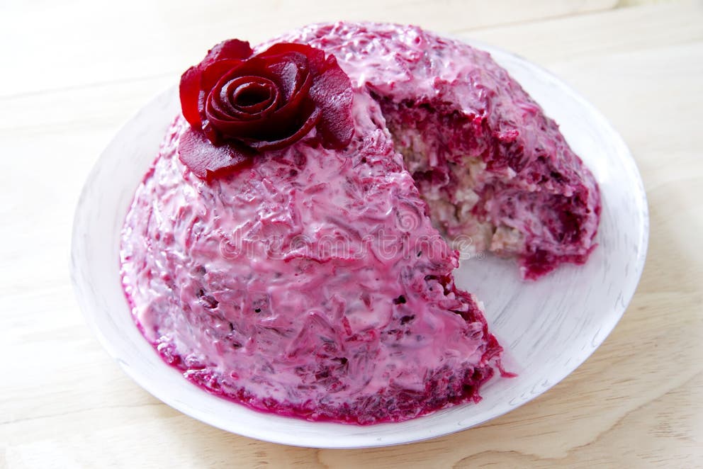 Garnish of beets with fish stock photo. Image of cookery - 37725614